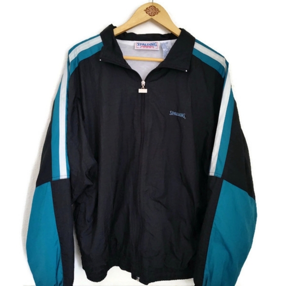 Spalding | Jackets & Coats | Spalding 9s Y2k Black And Blue Bold And ...